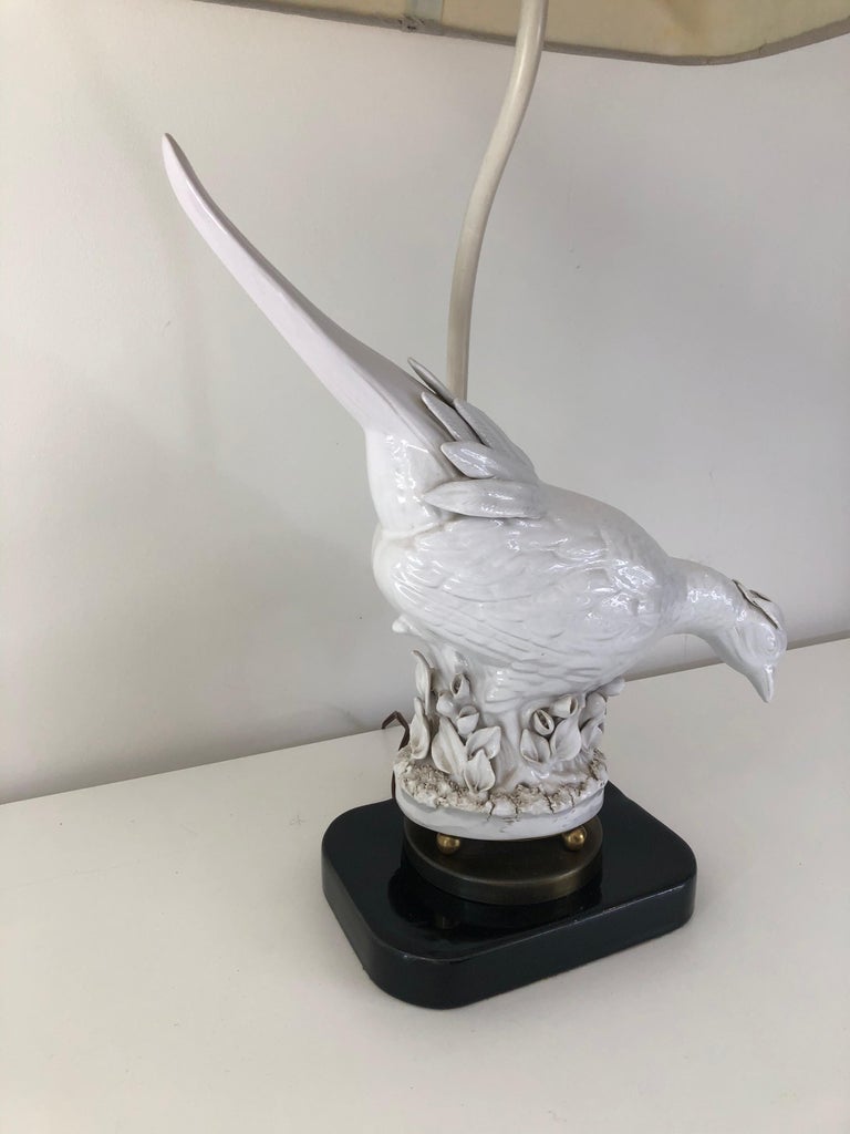 Vintage Italian Blanc de Chine Pheasant Table Lampa For Sale at 1stDibs