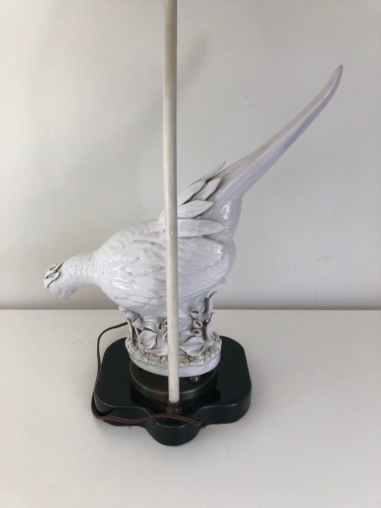 Vintage Italian Blanc de Chine Pheasant Table Lampa For Sale at 1stDibs