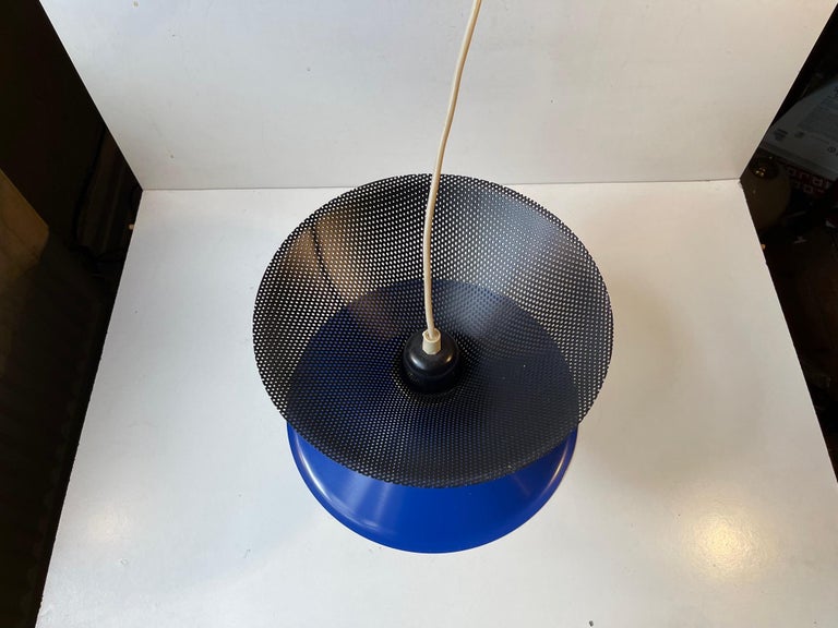 Vintage Italian Blue Diablo Pendant Ceiling Lamp with Brass Disc, 1970s ...