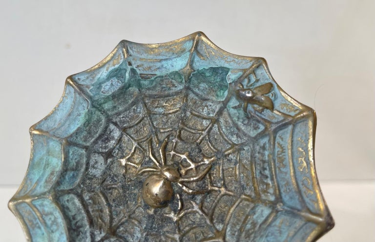 Vintage Italian Brass Ashtray with Spider, Web and Fly at 1stDibs