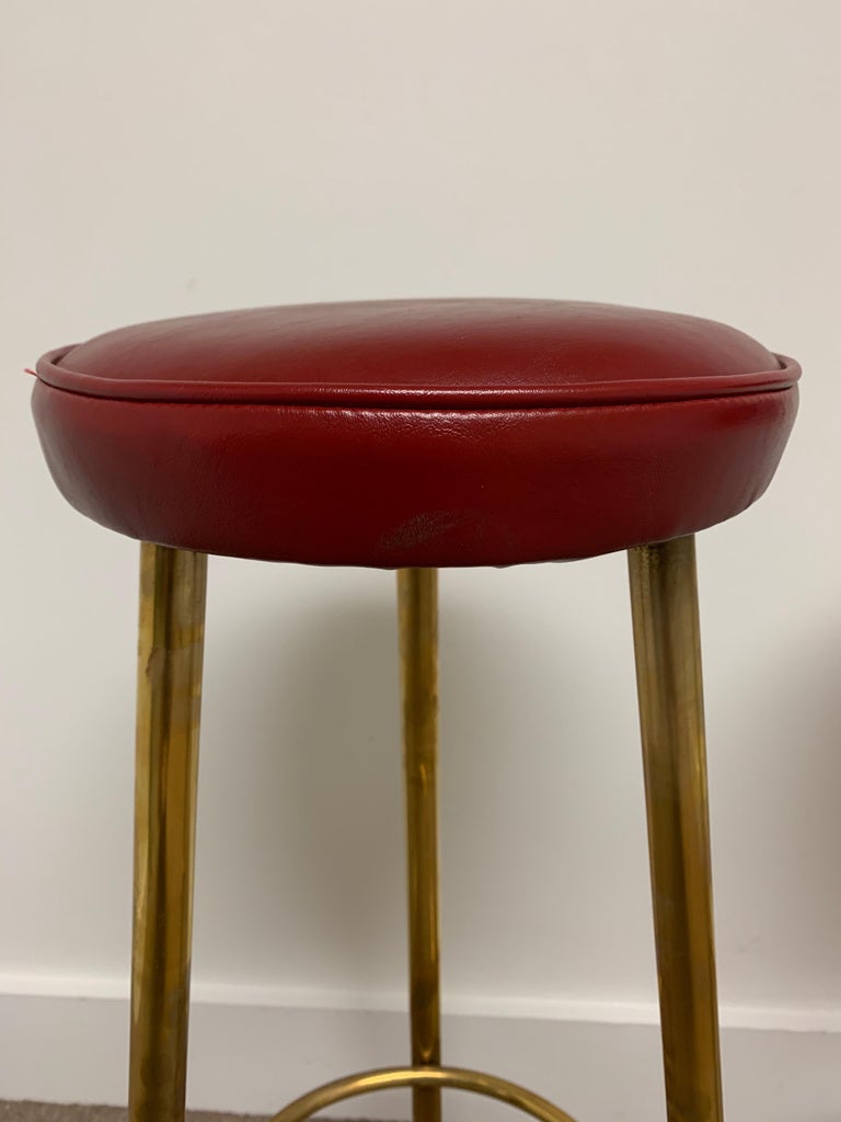 Vintage Italian Brass Bar Stools, Pair at 1stDibs