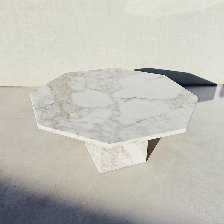 Vintage Italian Calacatta Gold Marble Octagonal Coffee Table For Sale ...