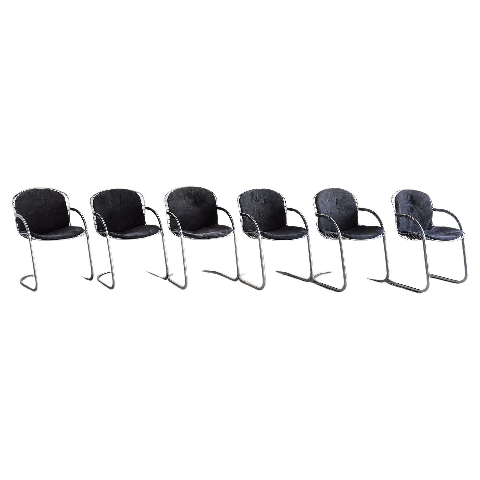 Set of Six Italian Gastone Rinaldi Chrome Cantilever Chairs at 1stDibs