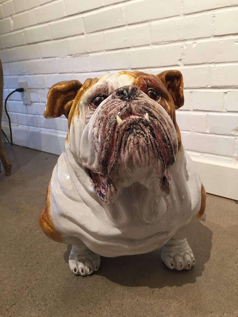 Vintage Italian Ceramic Bulldog Sculpture at 1stDibs