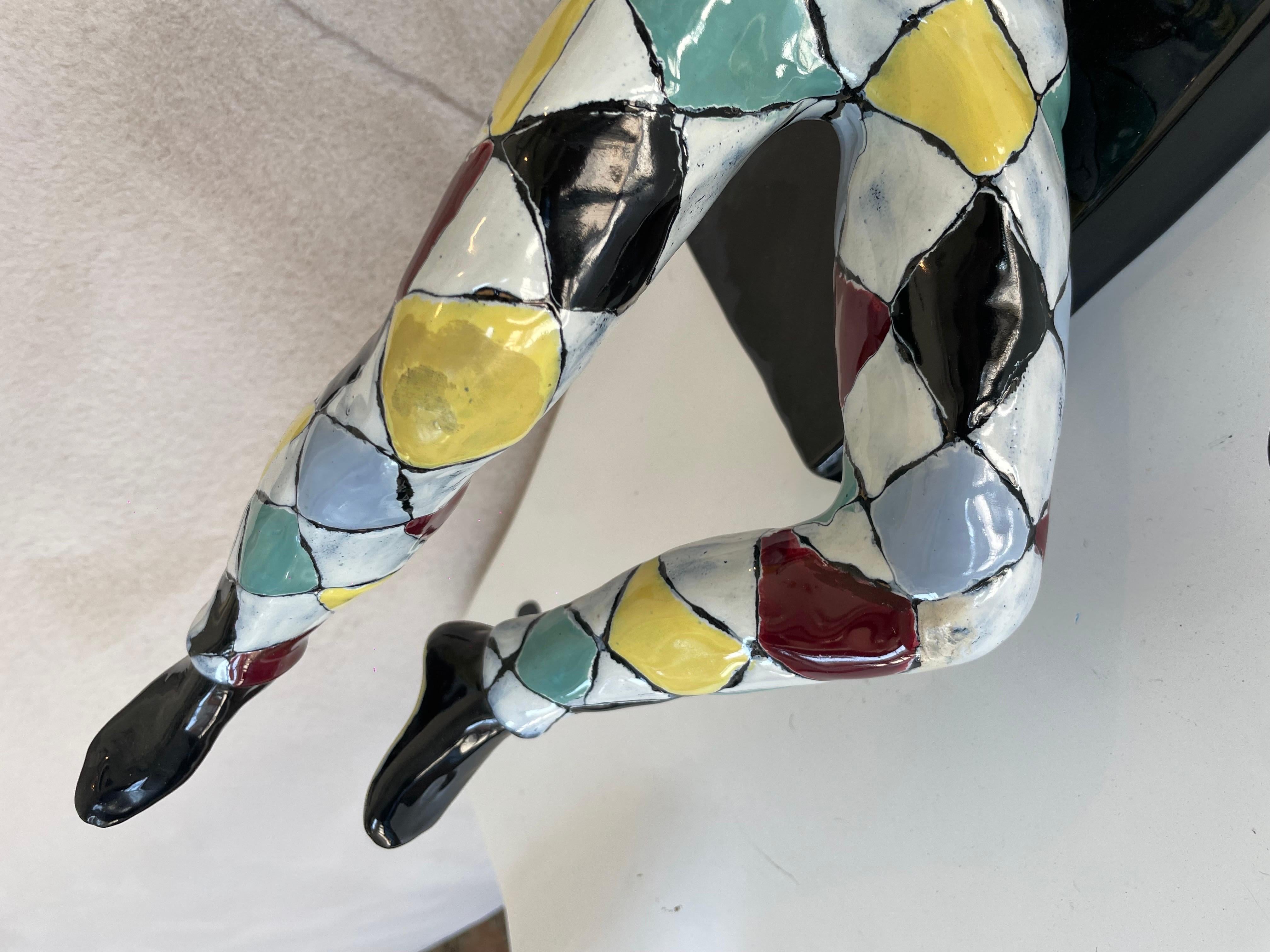 Vintage Italian Ceramic Harlequin Figure For Sale at 1stDibs