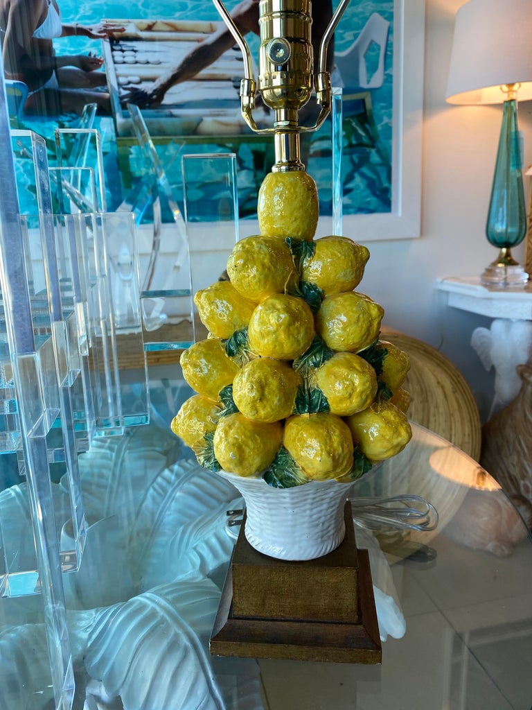 Vintage Italian Ceramic Lemon Lamp Basket Table Lamp Newly Wired at 1stDibs