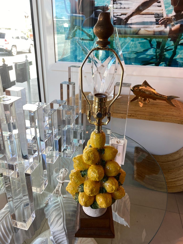 Vintage Italian Ceramic Lemon Lamp Basket Table Lamp Newly Wired at 1stDibs