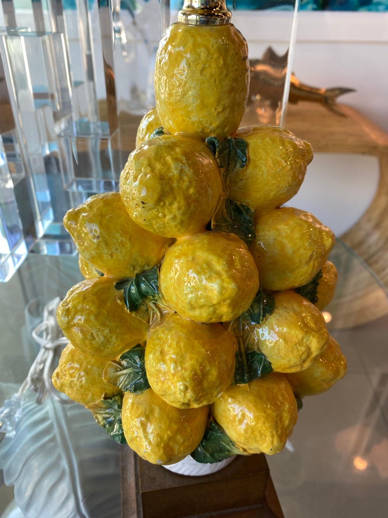 Vintage Italian Ceramic Lemon Lamp Basket Table Lamp Newly Wired at 1stDibs