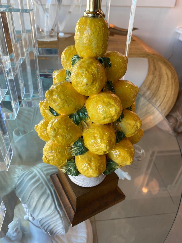 Vintage Italian Ceramic Lemon Lamp Basket Table Lamp Newly Wired at 1stDibs