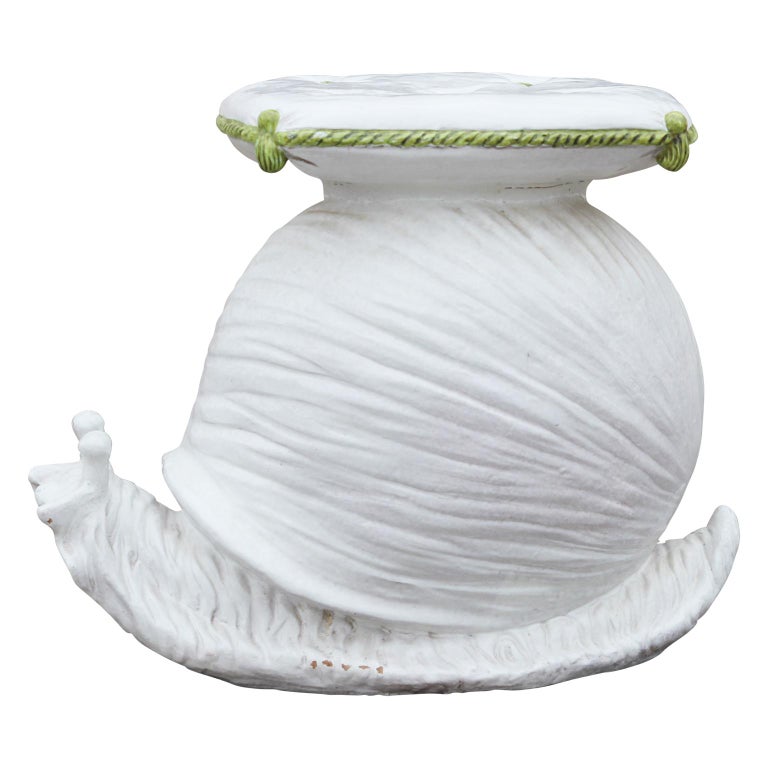 Vintage Italian Ceramic Snail with Cushion Garden Seat Accent Stool ...