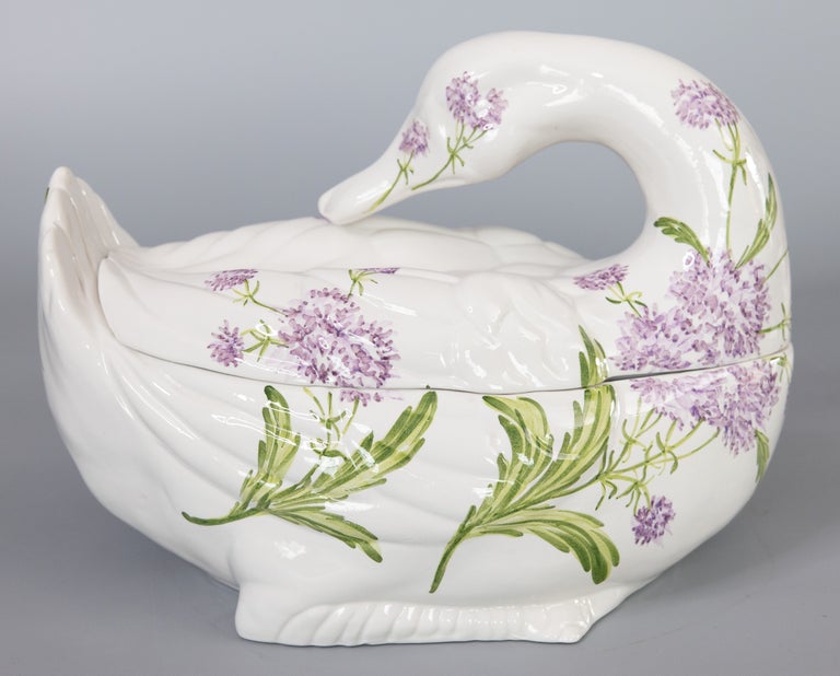 Vintage Italian Ceramic Swan Soup Tureen For Sale at 1stDibs