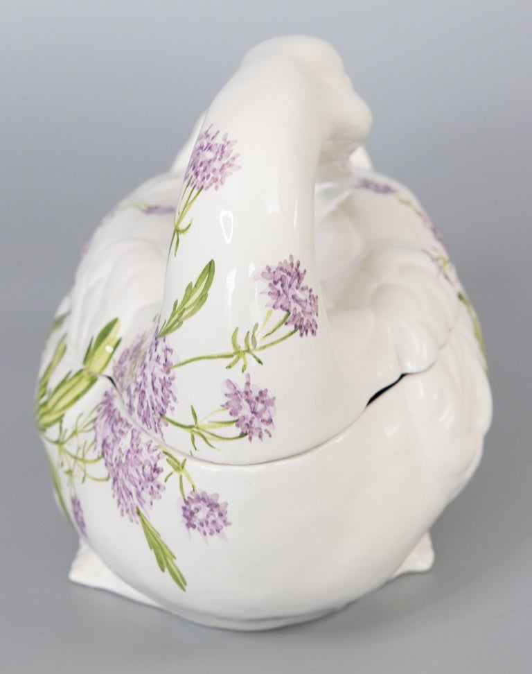 Vintage Italian Ceramic Swan Soup Tureen For Sale at 1stDibs