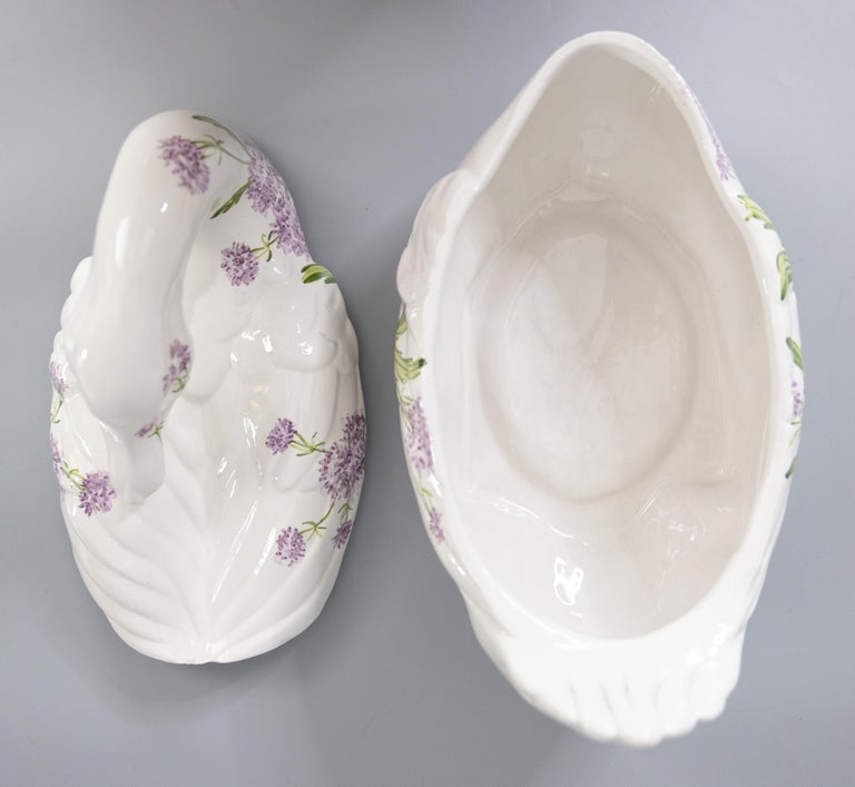 Vintage Italian Ceramic Swan Soup Tureen For Sale at 1stDibs