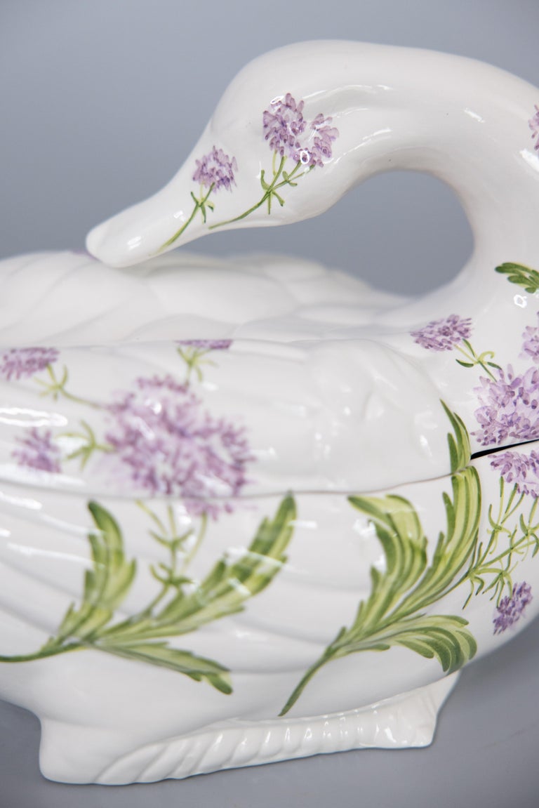 Vintage Italian Ceramic Swan Soup Tureen For Sale at 1stDibs