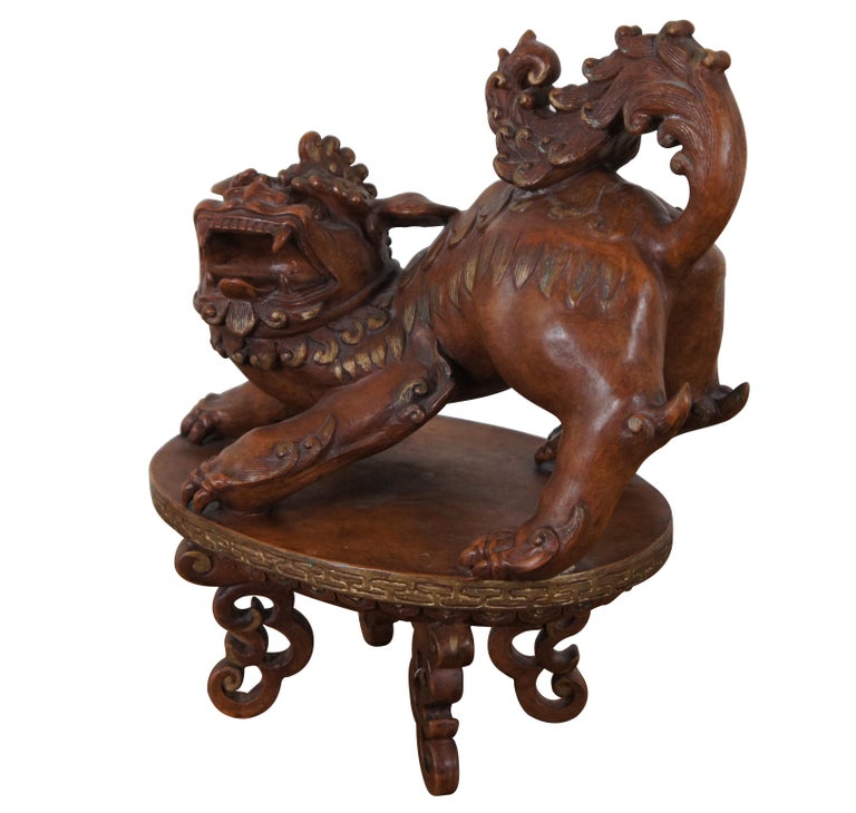 Vintage Italian Chalkware Fu Foo Dog Chinese Guardian Lion Sculpture ...