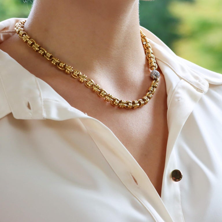 Vintage Italian Chunky Twisted Link Necklace with Diamond Clasp in ...