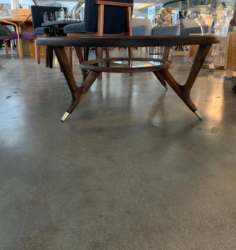 Vintage Italian Coffee Table Brass Sabot Legs at 1stDibs