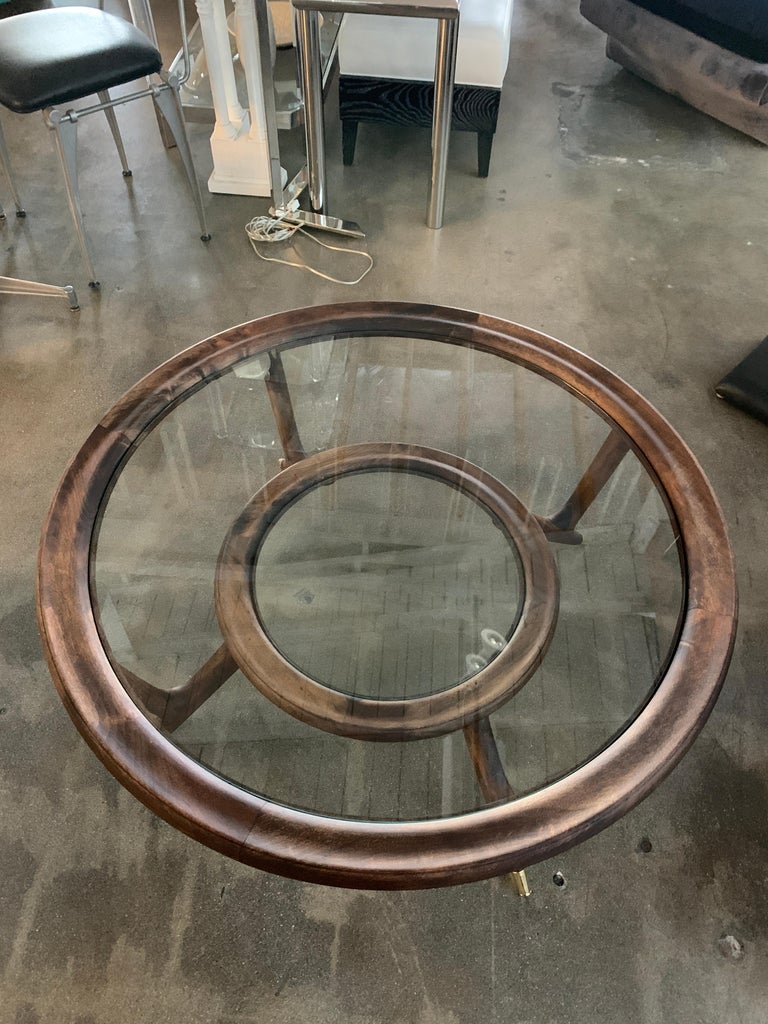 Vintage Italian Coffee Table Brass Sabot Legs at 1stDibs