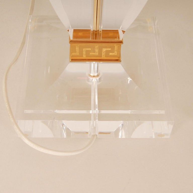 Vintage Italian Crystal Glass Vase Lamps Lucite Gold Banded Versace ...