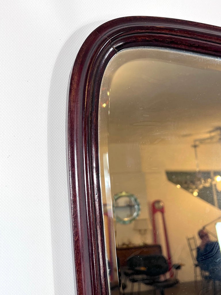 Vintage Italian Curved Wood Wall Mirror from 50s For Sale at 1stDibs