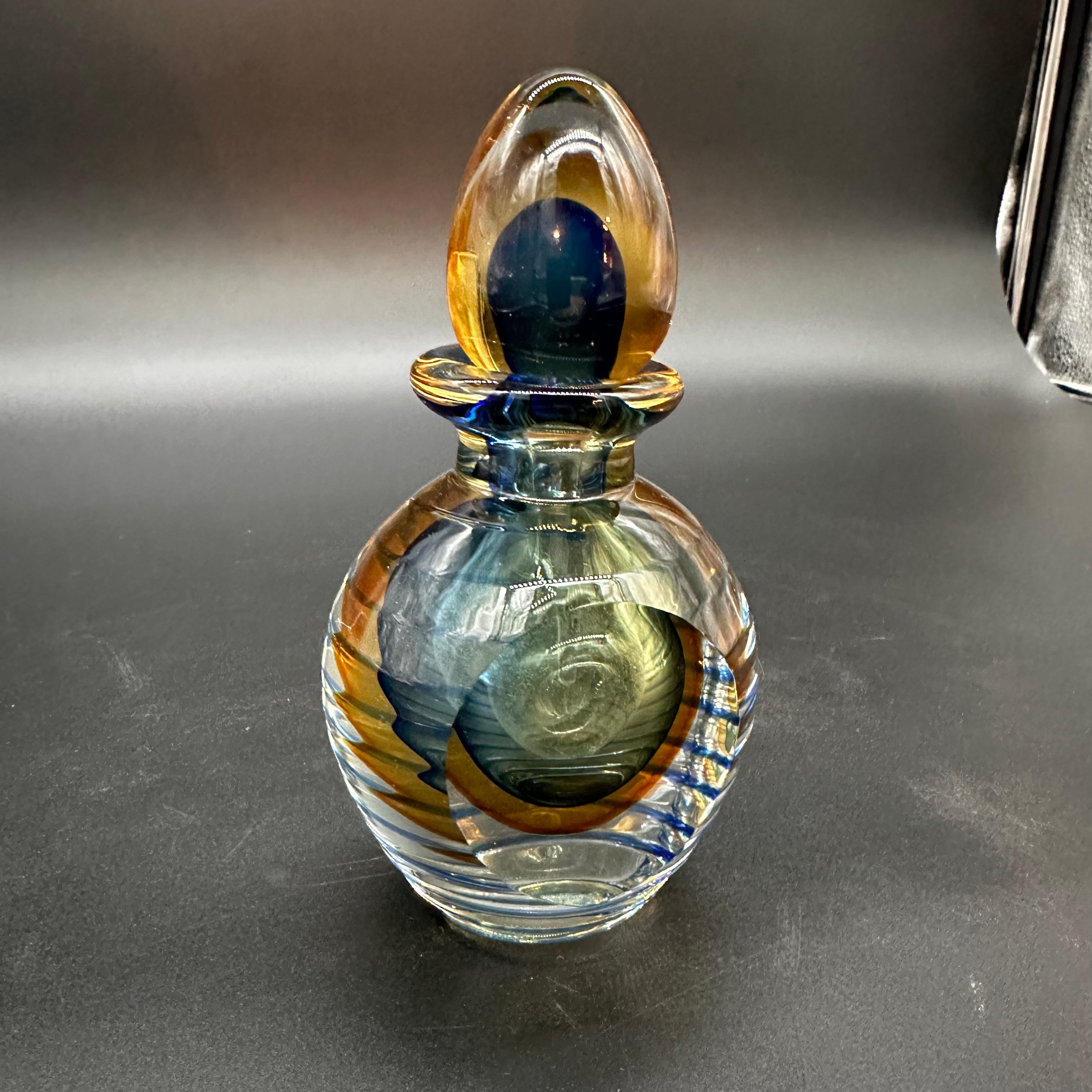 Vintage Italian Decorative Handmade Glass Bottle 1960s For Sale at 1stDibs