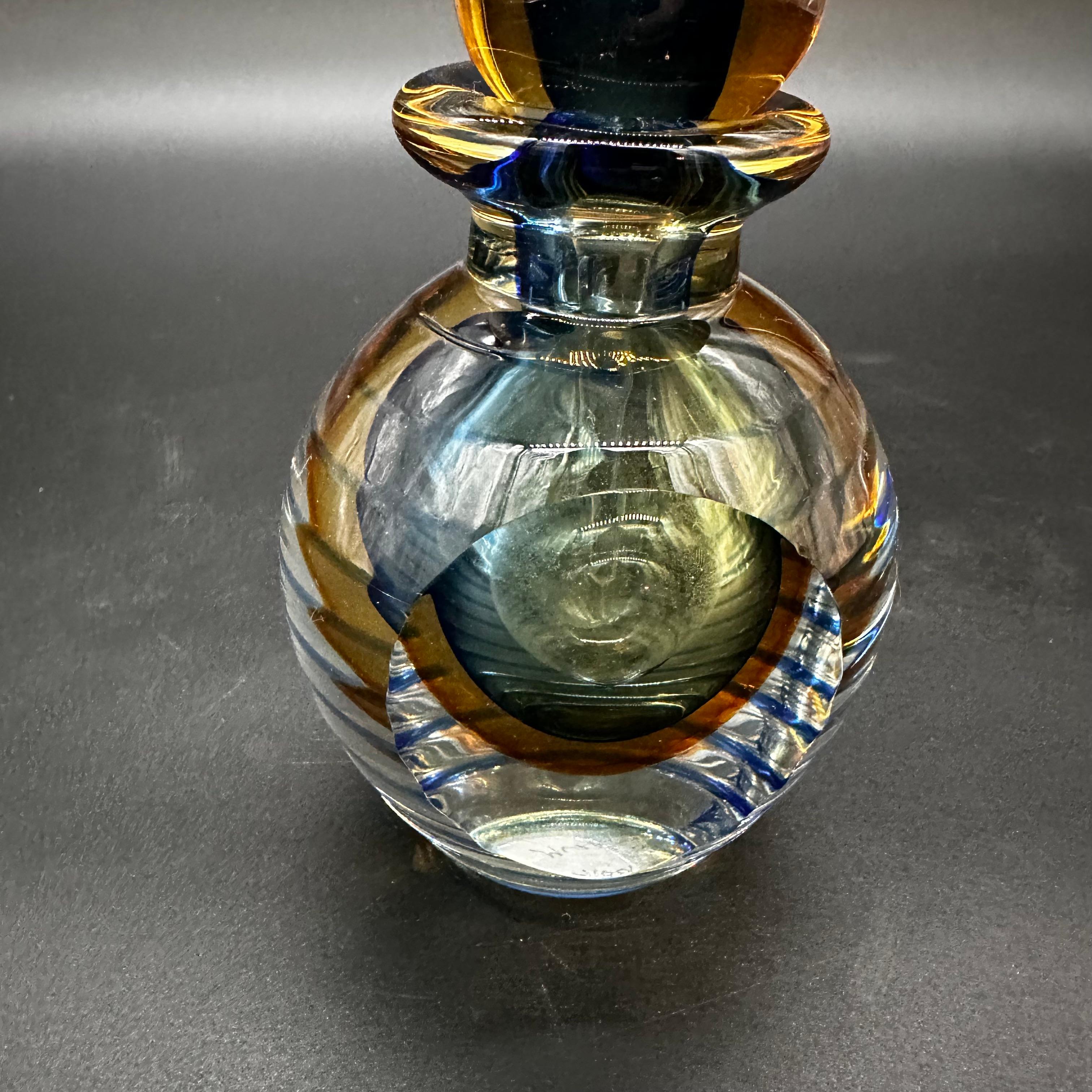 Vintage Italian Decorative Handmade Glass Bottle 1960s For Sale at 1stDibs