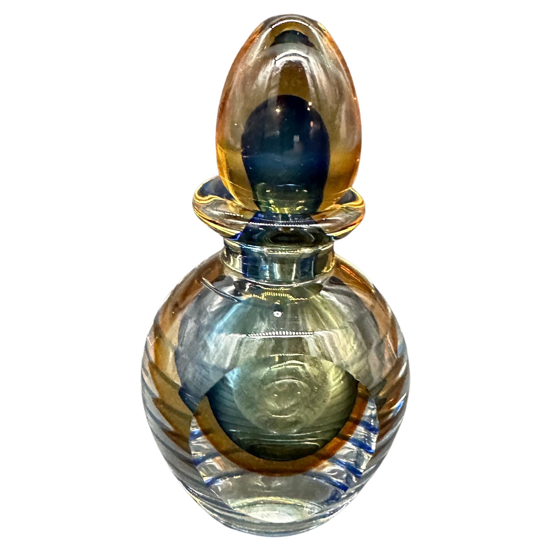 Vintage Italian Decorative Handmade Glass Bottle 1960s For Sale at 1stDibs