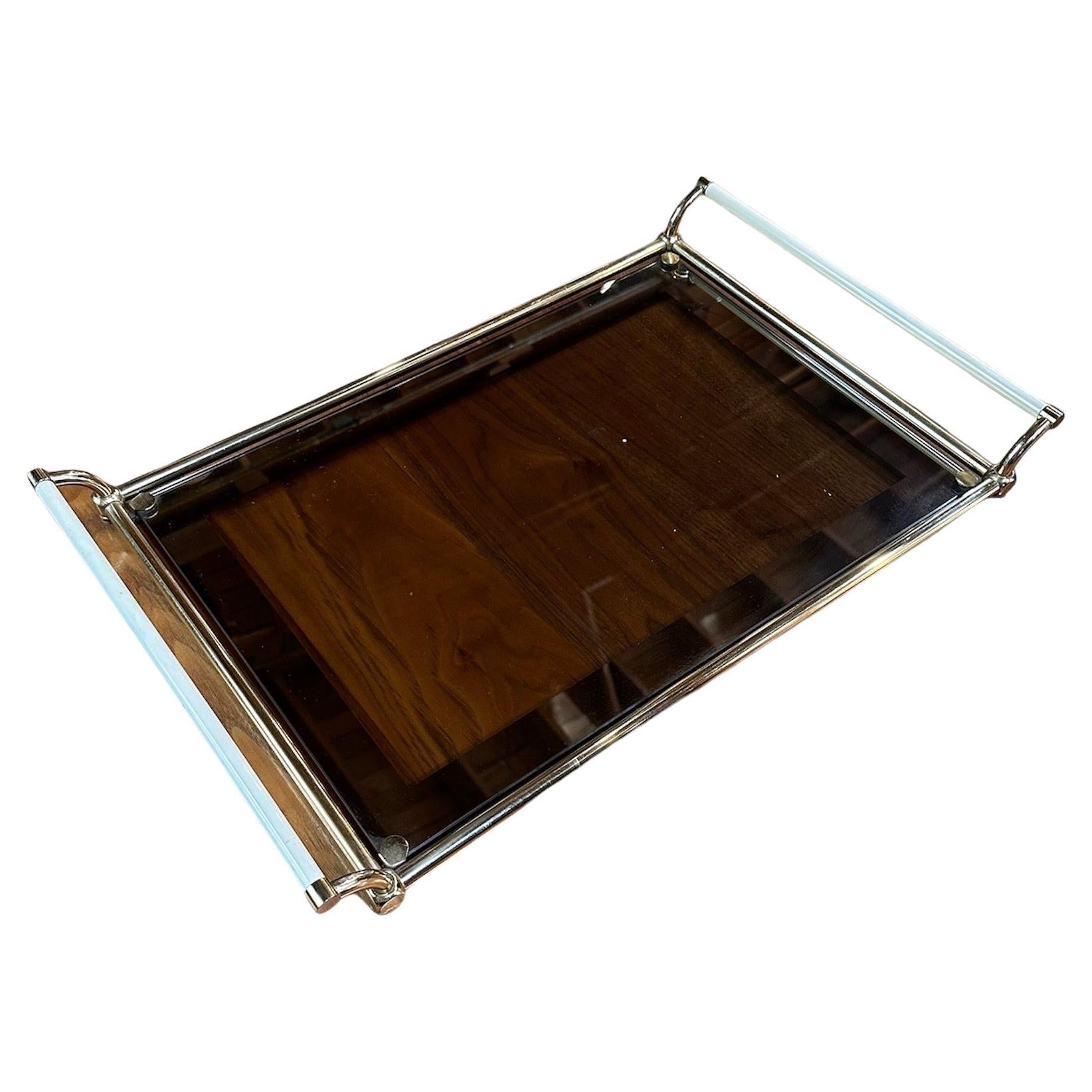 Murano, Italy, Rectangular Tray with Mirrored Plate For Sale at 1stDibs