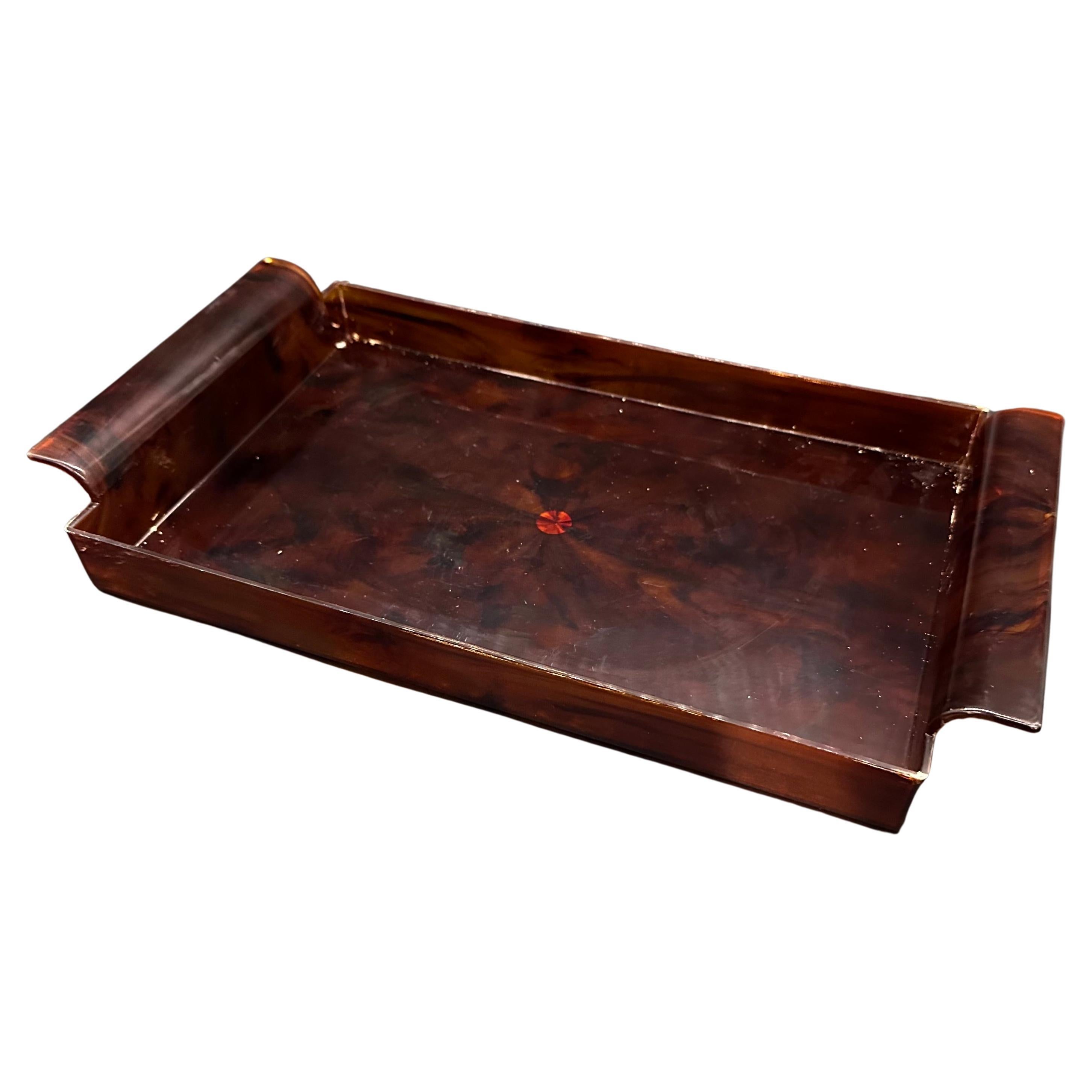 Vintage Italian Rectangular Blue Tray 1980s For Sale at 1stDibs