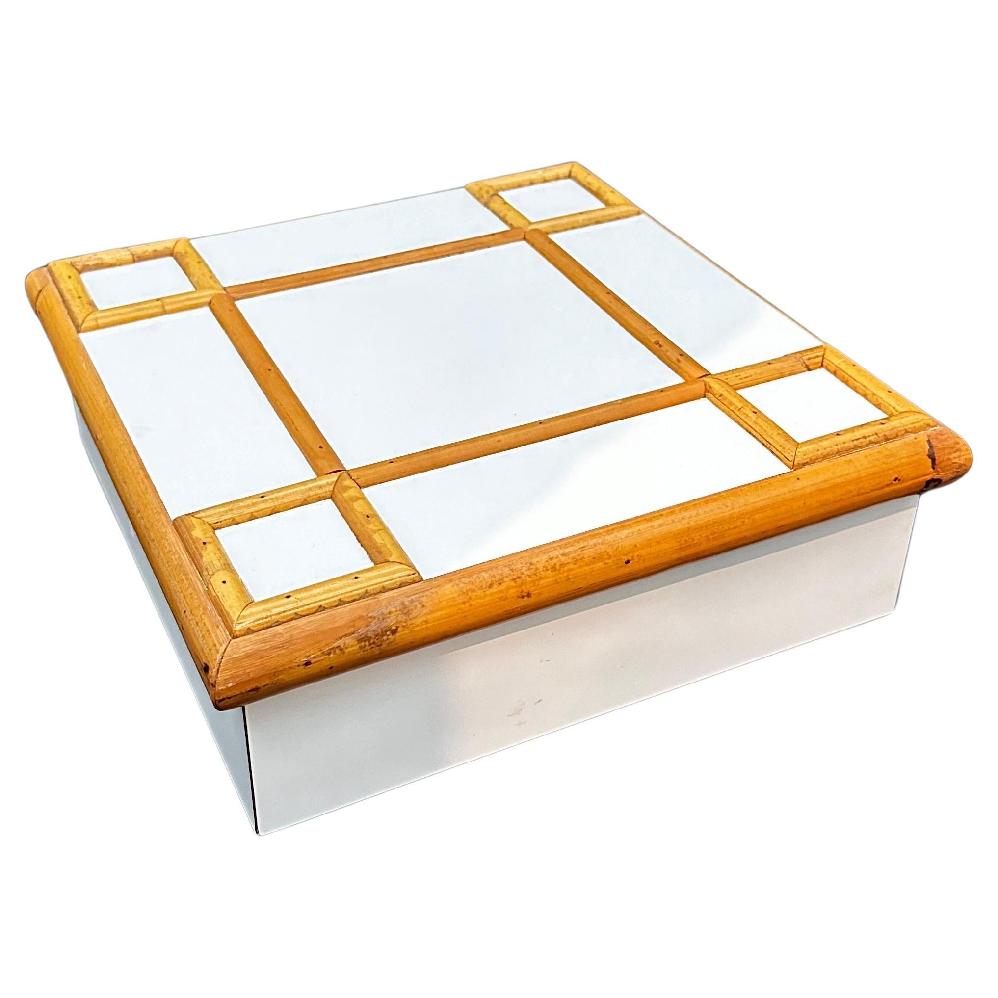 Vintage Italian Decorative Square Wood Box 1970s at 1stDibs