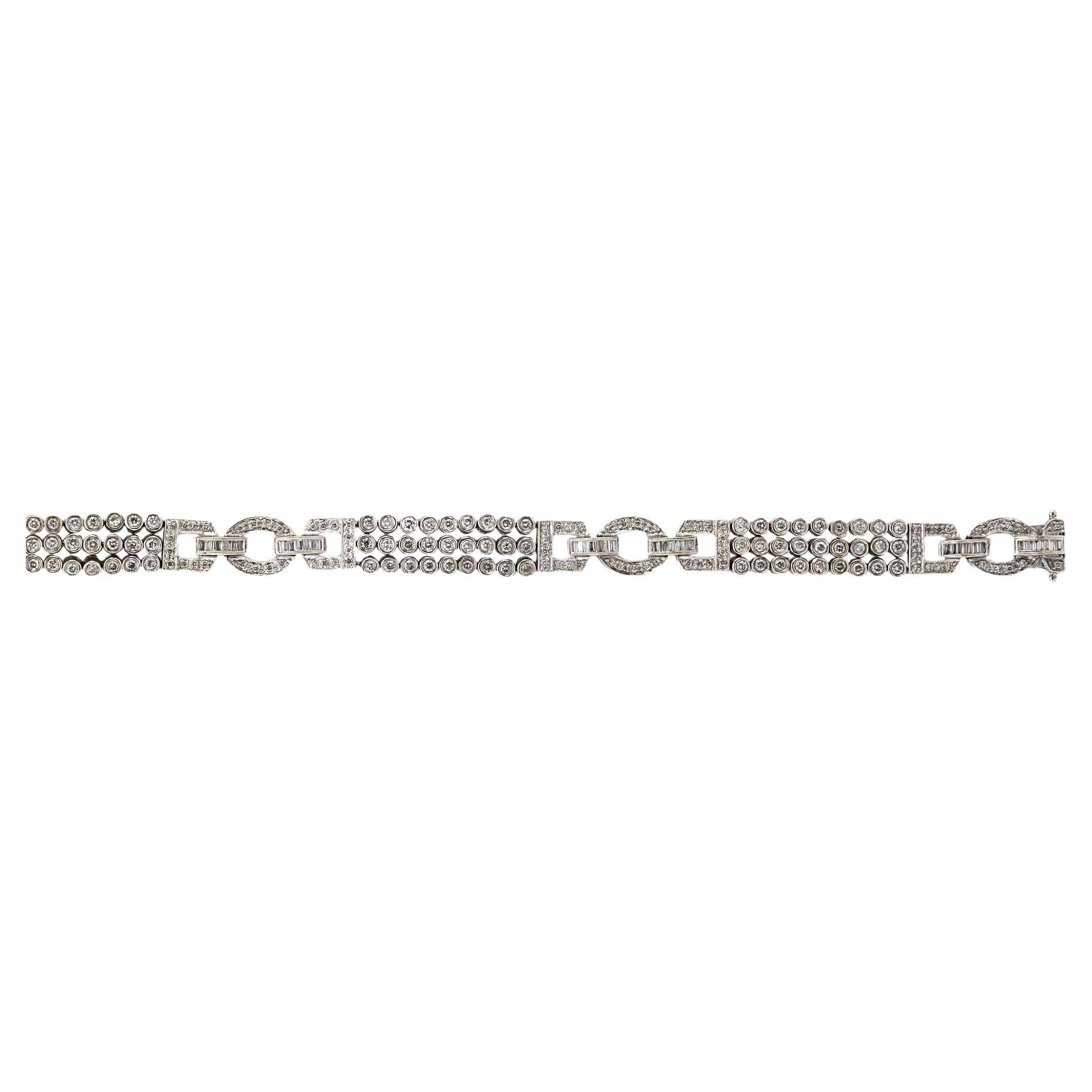 Vintage Italian Diamond 18k White Gold Bracelet For Sale at 1stDibs