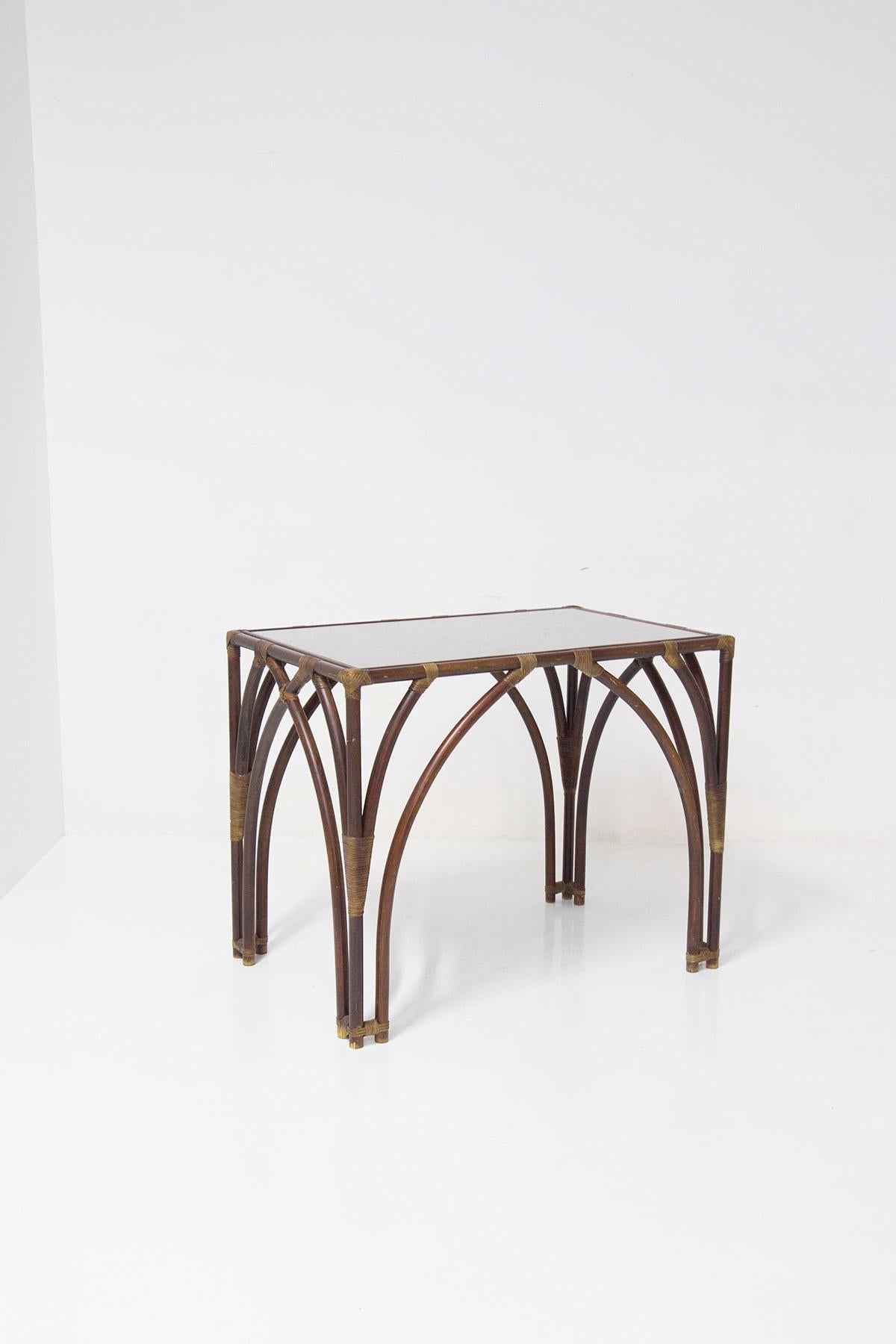 Vintage Italian Dining Table in Rattan and Glass at 1stDibs