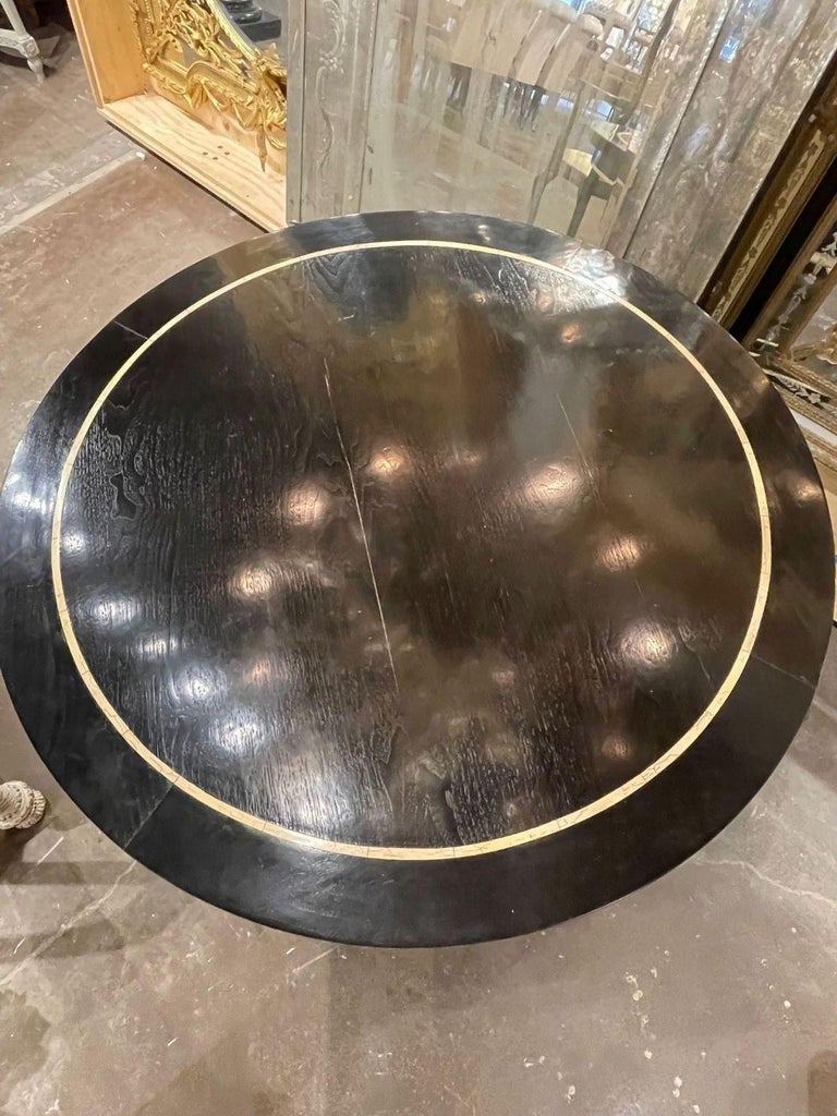 Vintage Italian Ebonized Oak and Bone Inlaid Center Table For Sale at ...