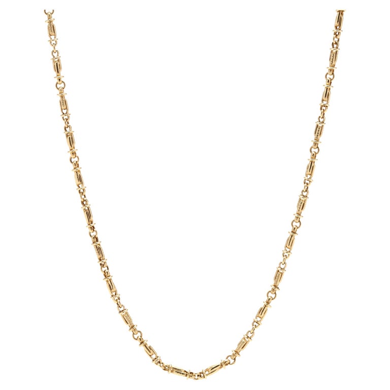 Vintage Italian Fancy Link Chain, 14K Yellow Gold For Sale at 1stDibs