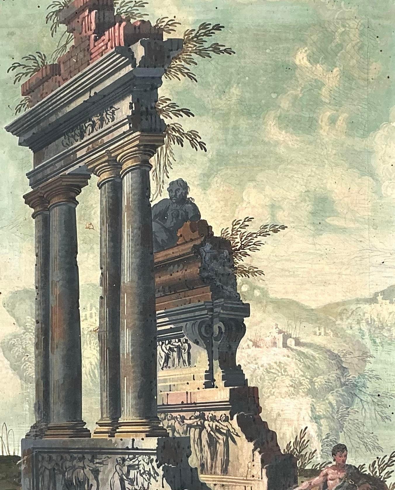 Vintage Italian Gentilini Antichita Temple Ruins Original Oil Paintings ...