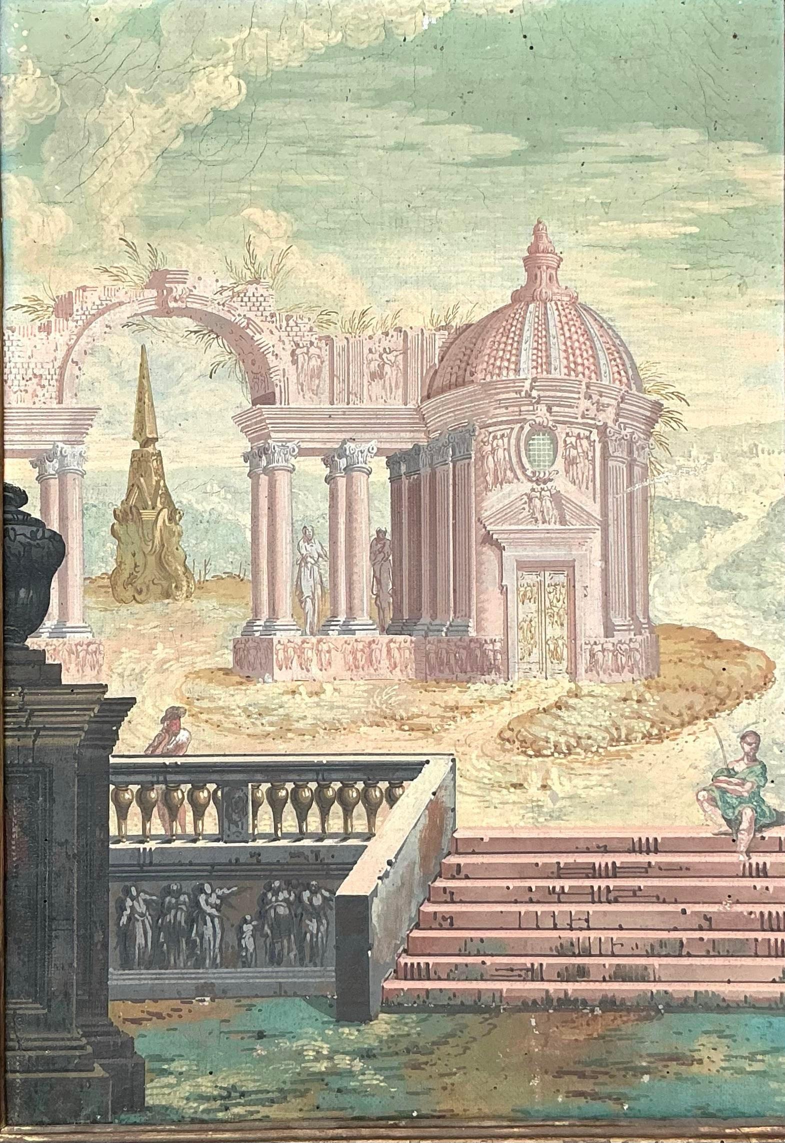 Vintage Italian Gentilini Antichita Temple Ruins Original Oil Paintings ...