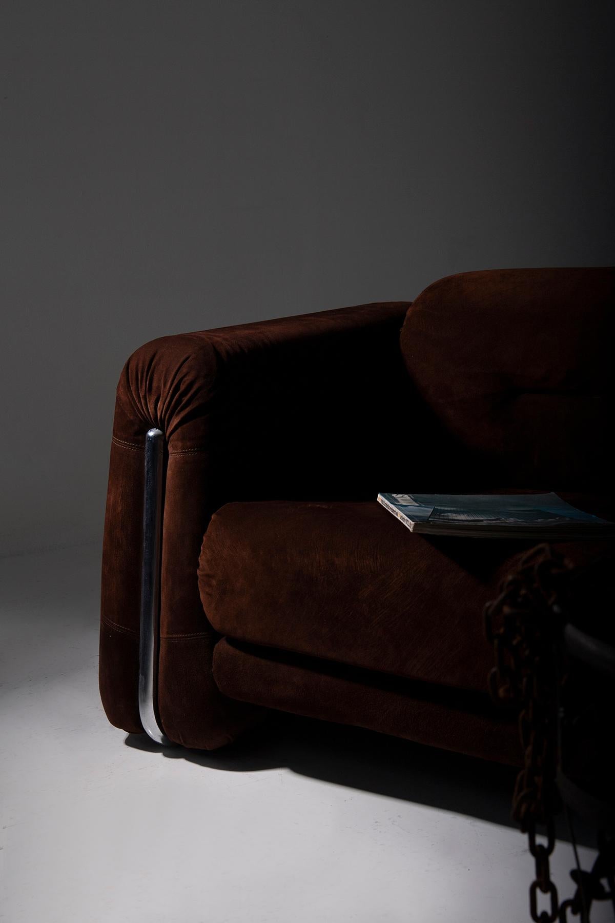 Vintage Italian geometric sofa with metal and velvet border For Sale at ...