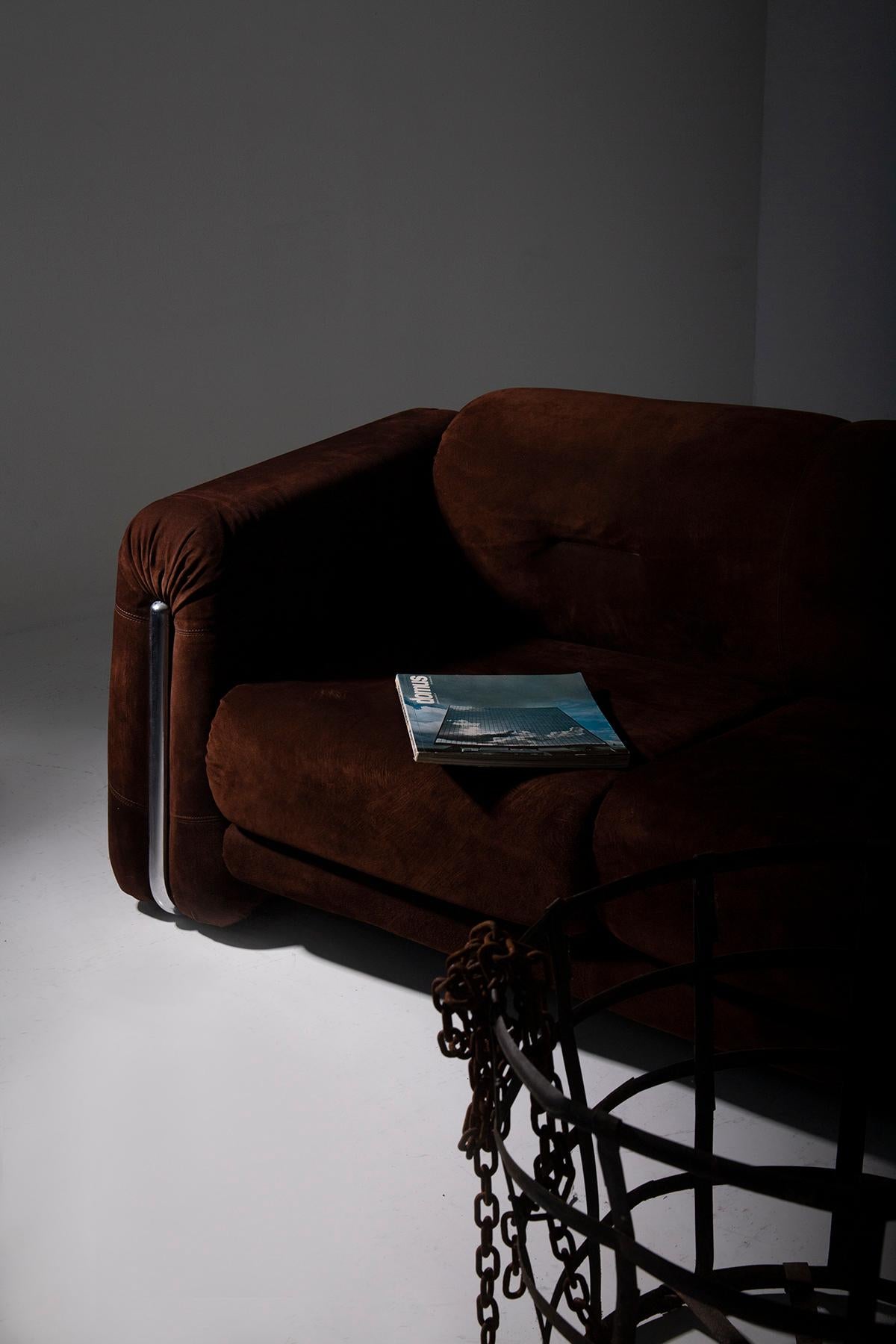 Vintage Italian geometric sofa with metal and velvet border For Sale at ...