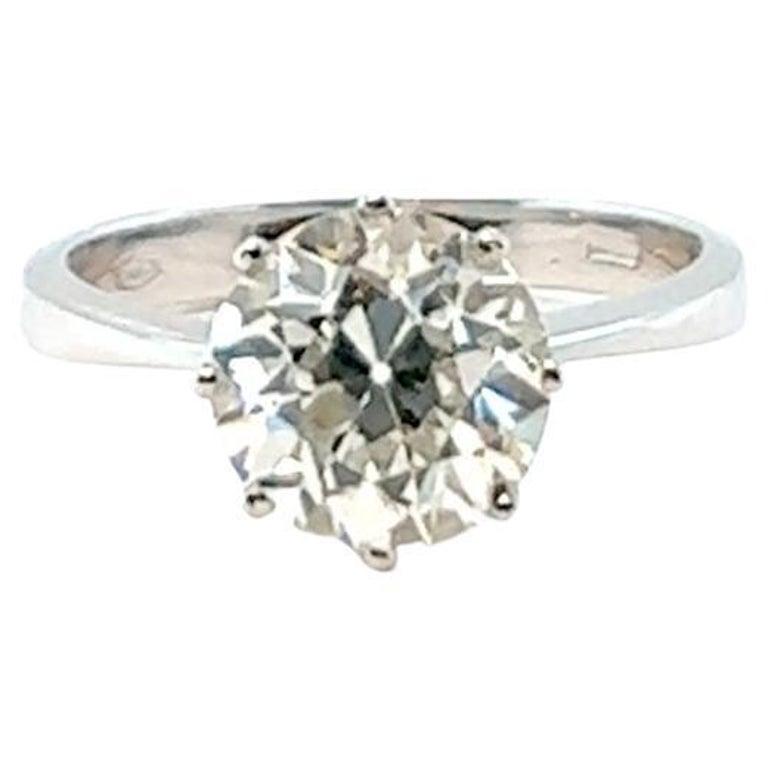Vintage Italian GIA 2.82 Carat Old Euro Diamond Gold Solitaire ...