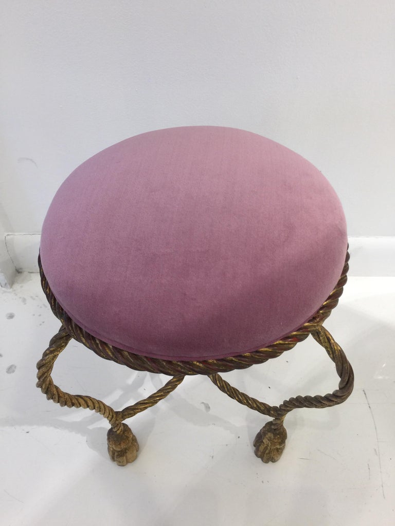 Vintage Italian Gilt Rope and Tassel Boudoir Stool in Millenium Pink ...