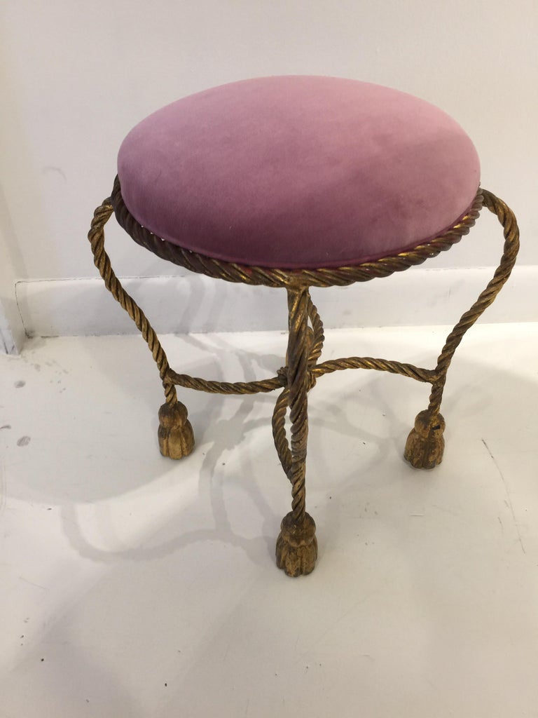 Vintage Italian Gilt Rope and Tassel Boudoir Stool in Millenium Pink ...