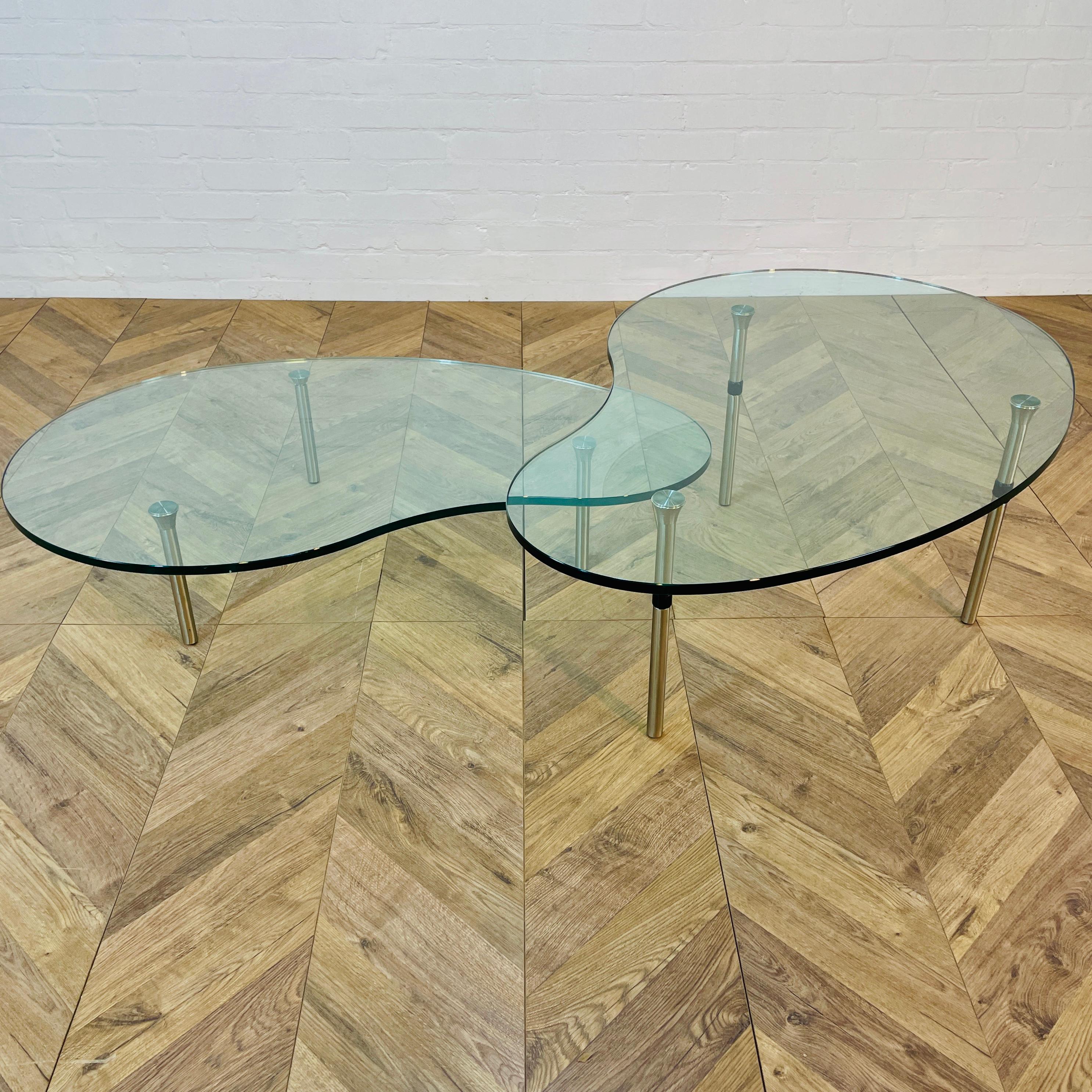 Vintage Italian Glass + Chrome Coffee Tables by Enzo Mari for Zanotta ...