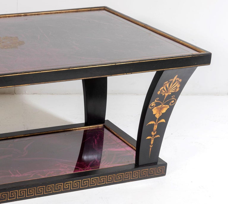 Vintage Italian Glass Top Coffee Table Ebonised Gilt with Crushed ...