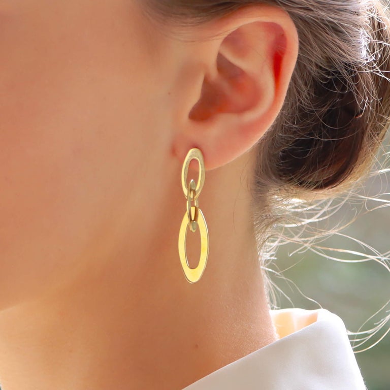 Vintage Italian Gold and Ruby Drop Earrings in 18k Yellow Gold For Sale ...