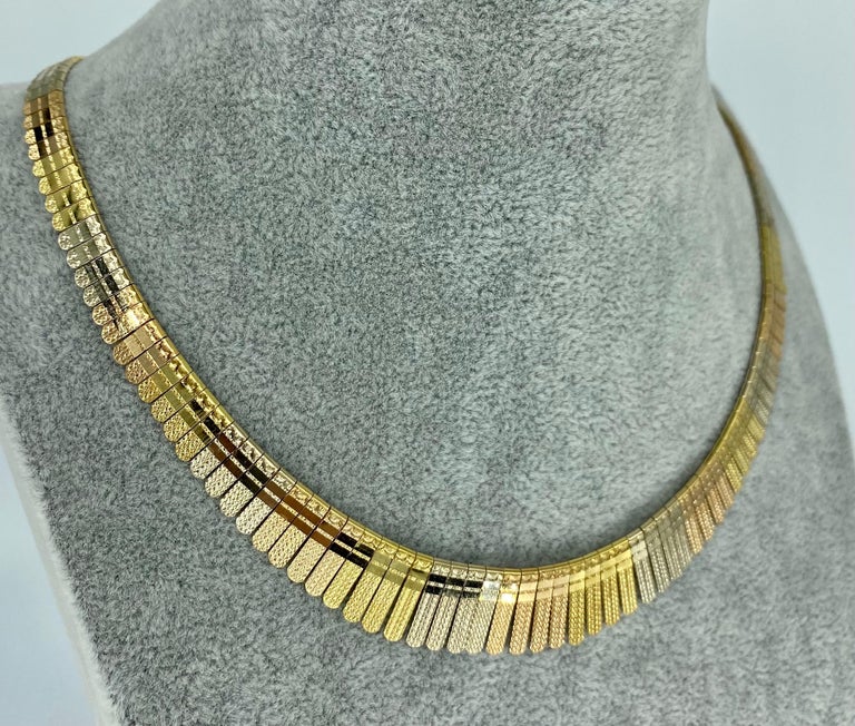 Vintage Italian Elegant Florentine Cleopatra Diamond Cut Tri-Color Gold ...