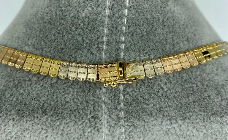 Vintage Italian Elegant Florentine Cleopatra Diamond Cut Tri-Color Gold ...