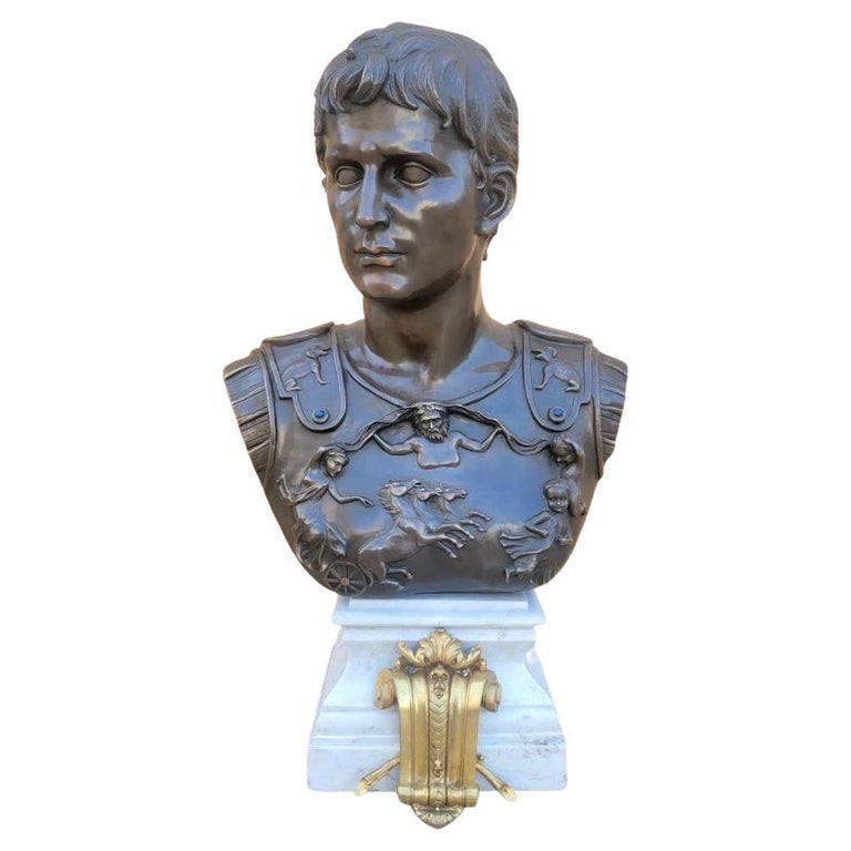 Vintage Italian Grand Tour Bronze Bust of Julius Augustus Caesar For ...