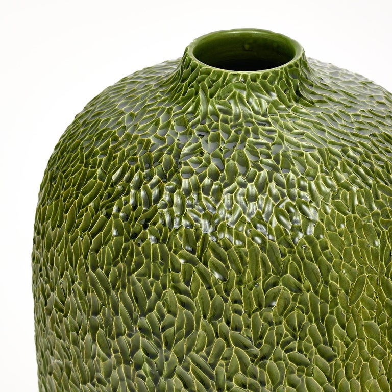 Vintage Italian Green Ceramic Vase For Sale at 1stDibs