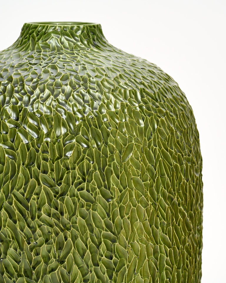 Vintage Italian Green Ceramic Vase For Sale at 1stDibs