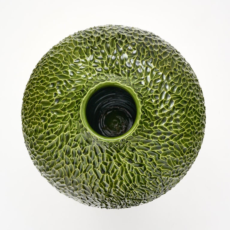 Vintage Italian Green Ceramic Vase For Sale at 1stDibs